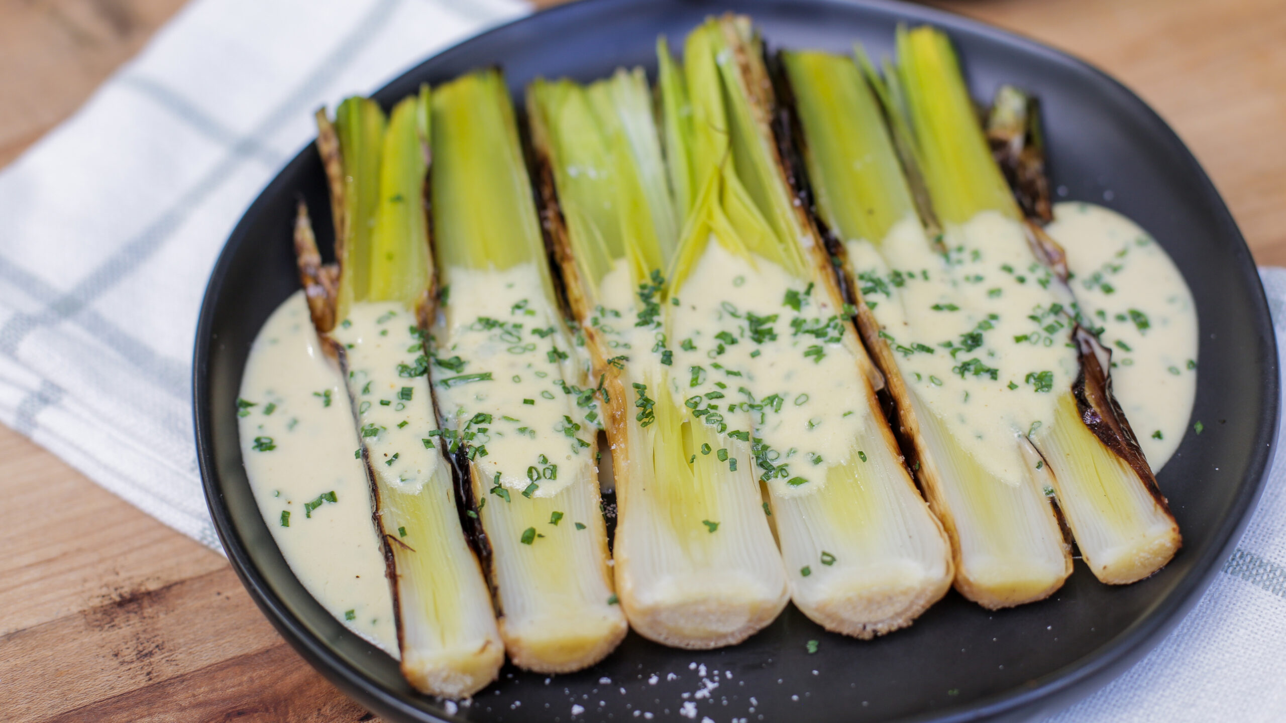 Grilled Leeks Vinaigrette - Andrew Zimmern