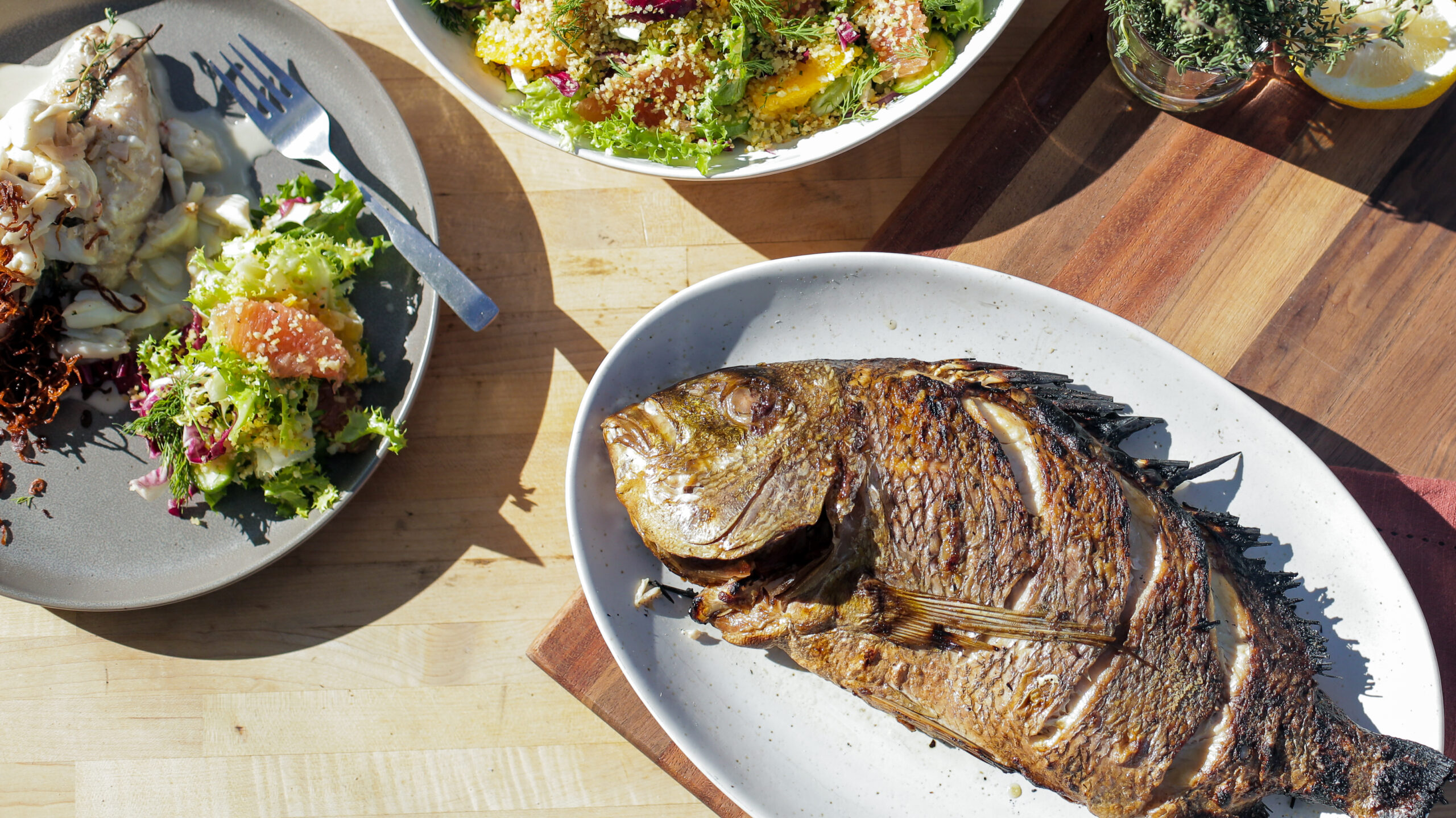 Grilled Whole Sheepshead with Crab Butter Sauce - Andrew Zimmern