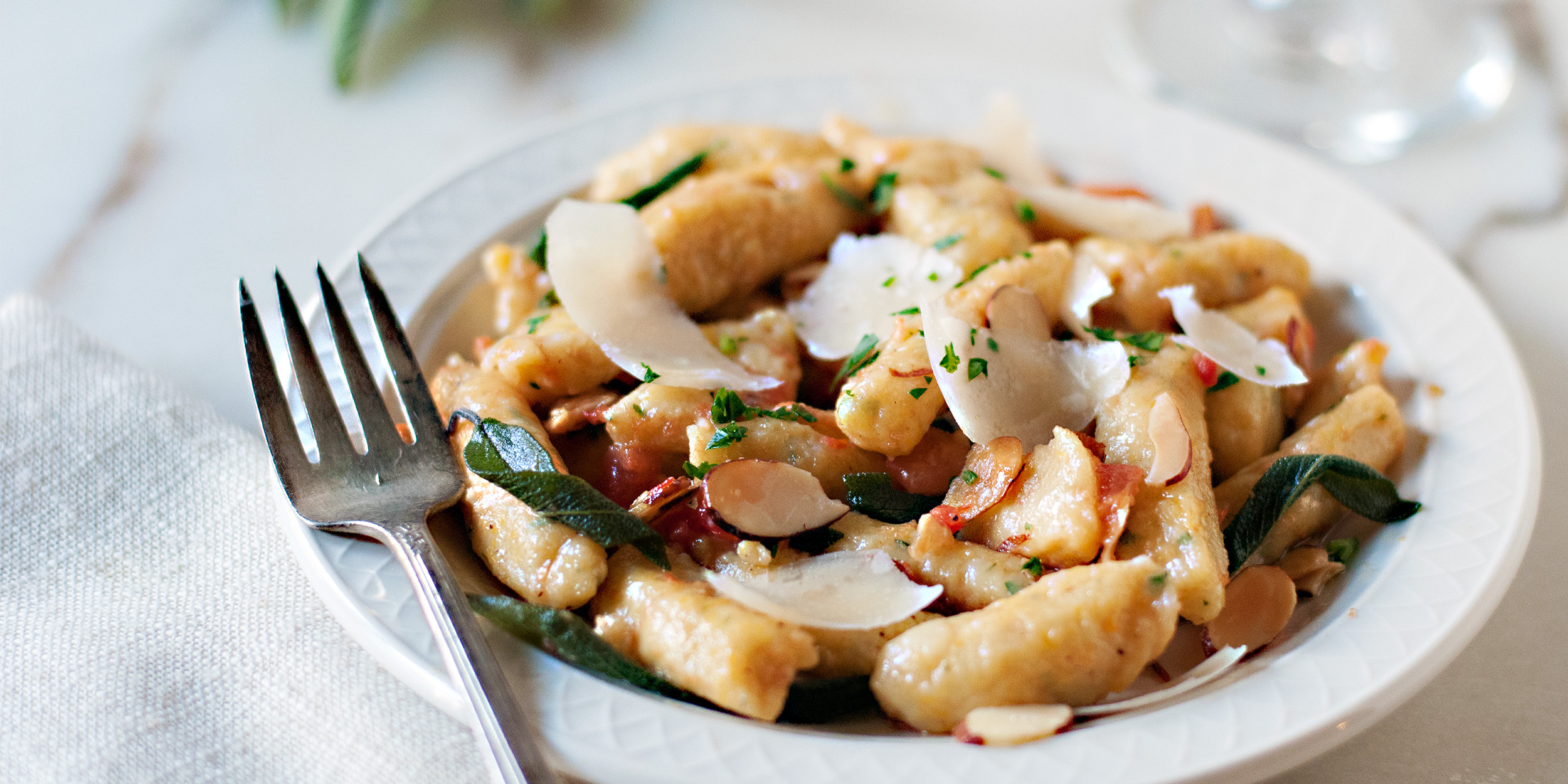 Pumpkin Gnocchi with Brown Butter, Sage & Almonds - Andrew Zimmern