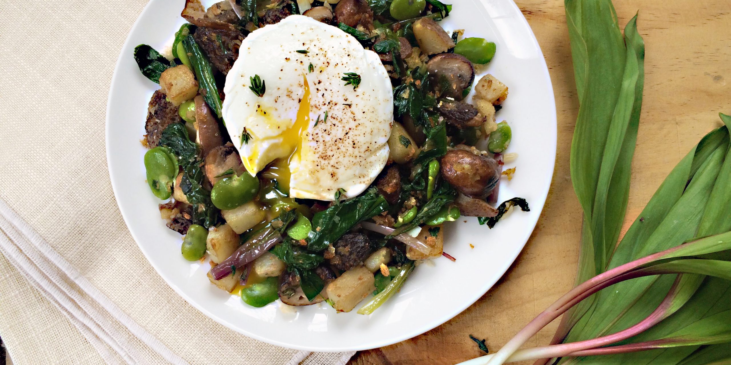 Vegetable Hash of Ramps, Fava Beans & Morels - Andrew Zimmern