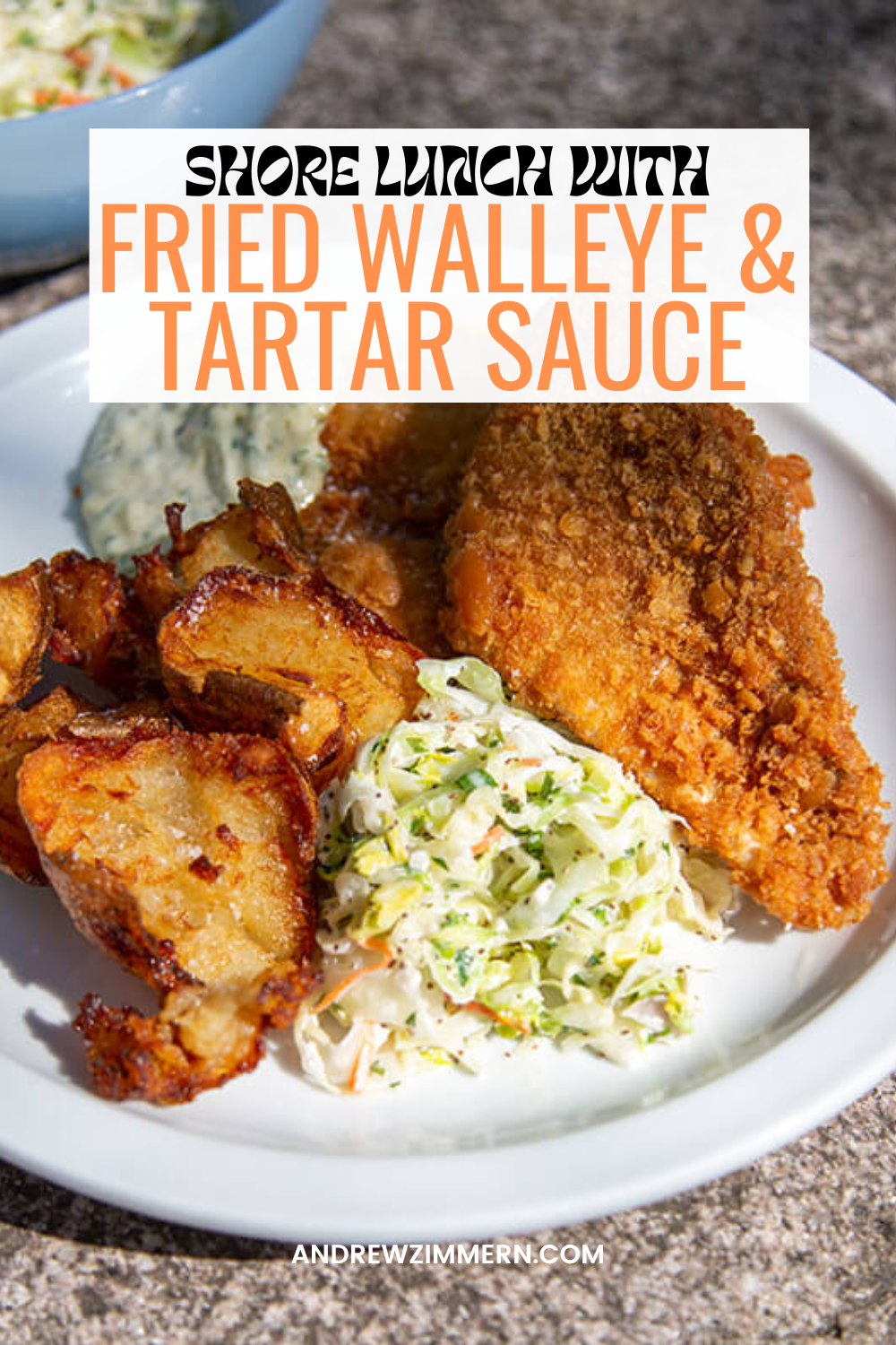 Shore Lunch of Walleye, Homemade Tartar Sauce, Coleslaw and Crispy ...