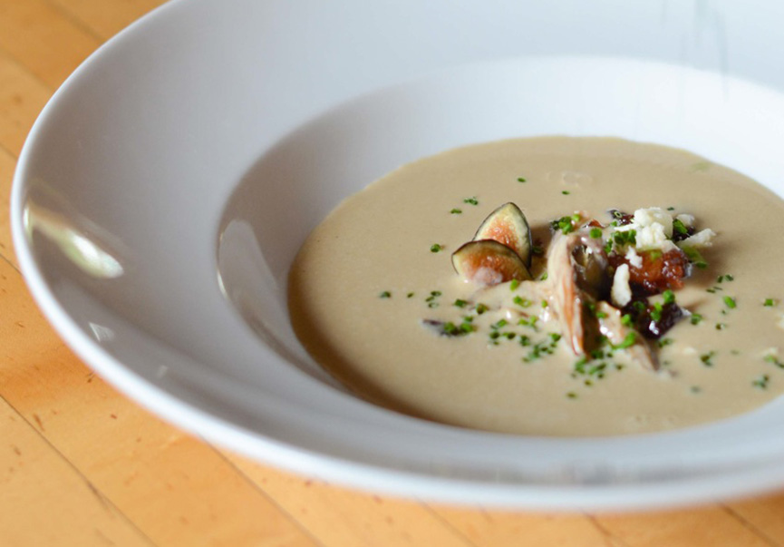 Mushroom Soup with Fall Fruit Compote - Andrew Zimmern