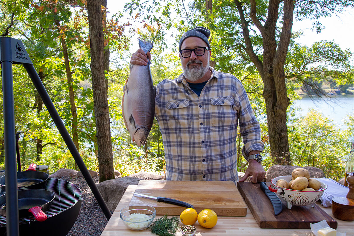 Seared Salmon with Lemon and Dill, with Skillet Fried Potatoes and Onions - Andrew Zimmern ...