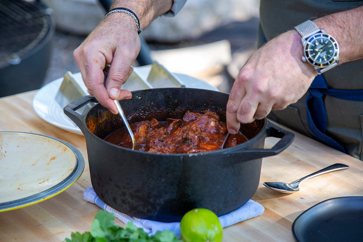 Red Chile Rabbit Tacos with Tomatillo Salsa Recipe - Andrew Zimmern ...