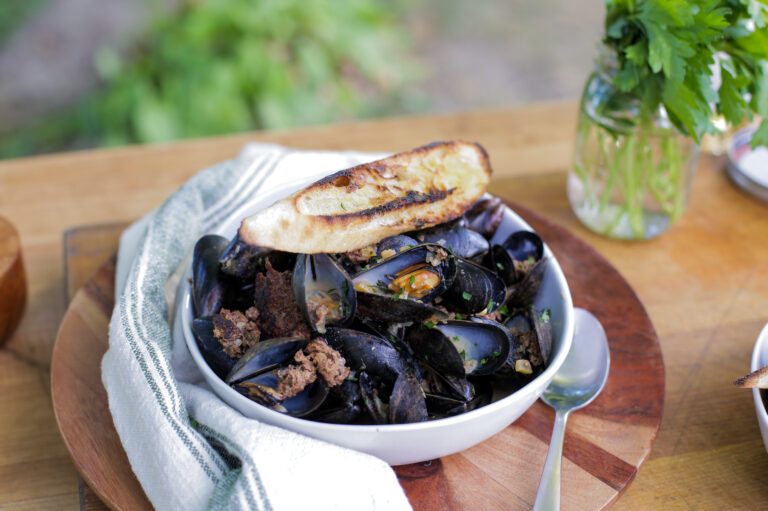 Mussels and Wild Boar Chorizo - Andrew Zimmern